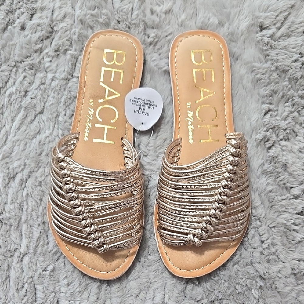 Beach By Matisse Gold Summer Slides Sandals - Gem